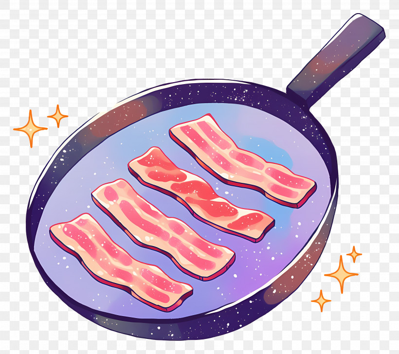 Bacon - Frying Pan With Bacon Illustration, PNG, 3760x3340px, Bacon ...