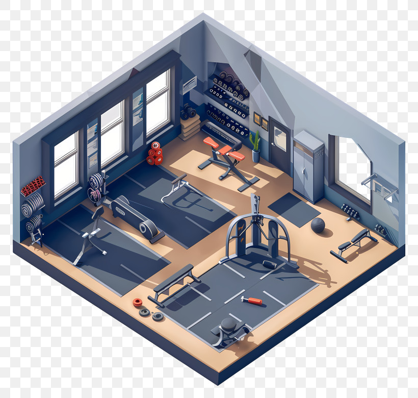 Gym Room - Modern Gym Room Illustration, PNG, 4180x3980px, Gym Room ...