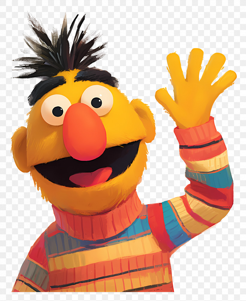 Bert - Cartoon Character Waving With A Smile, PNG, 3304x4040px, Bert, Animated Happy Friend ...