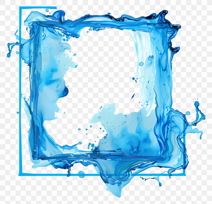 Rectangle Blue Frame - Dynamic Blue Paint Splash Border, PNG, 4148x4008px, Rectangle Blue Frame ...