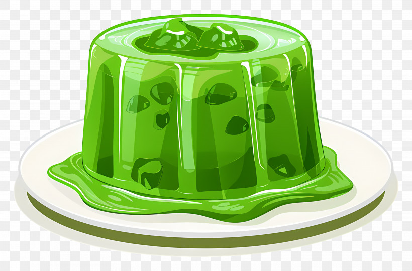 Gelatin Dessert - Green Gelatin Dessert Illustration, PNG, 3728x2456px ...