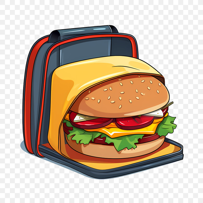 Food Delivery Bag - Cartoon Lunchbox With A Delicious Burger, PNG ...
