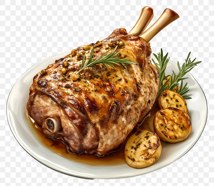 Roast Lamb - Roasted Meat With Herbs, PNG, 4244x3688px, Roast Lamb ...