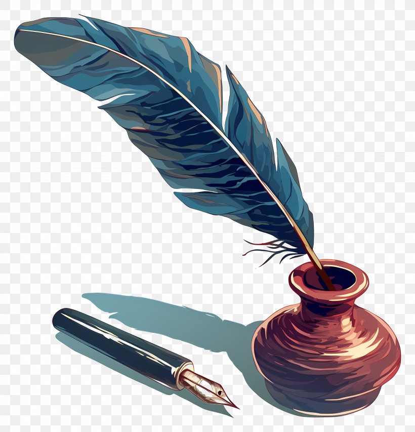 Inkpot And Feather Pen - Quill Pen And Inkpot Illustration, PNG ...