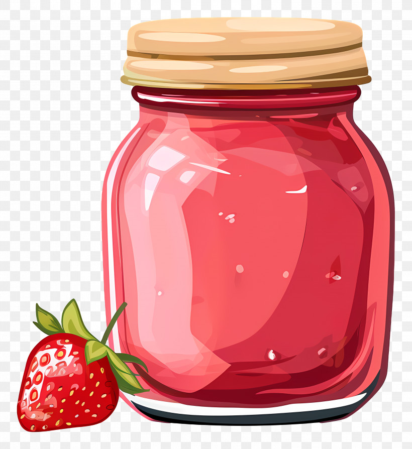 Strawberry Pudding Jar - Illustration Of Jar With Strawberry Jam, PNG ...