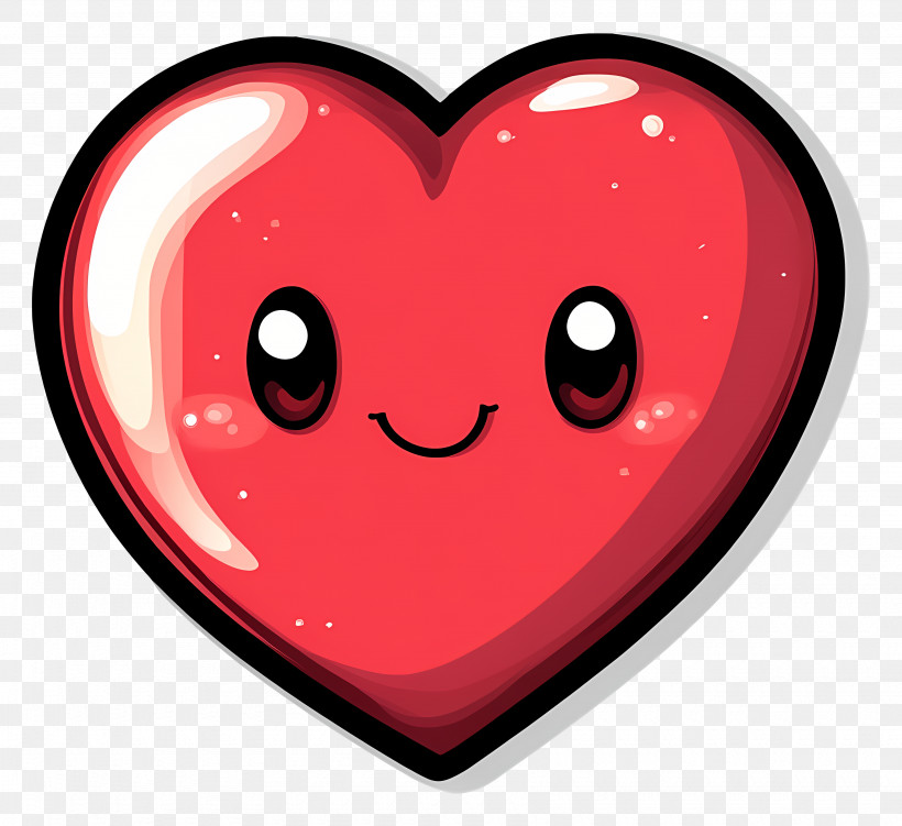 Kawaii Heart - Smiling Heart Cartoon Illustration, PNG, 3480x3188px ...