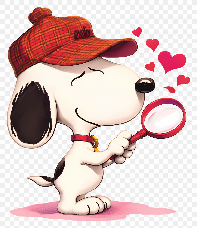 Snoopy Love - Cute Dog Detective With Red Hearts, PNG, 3552x4104px ...