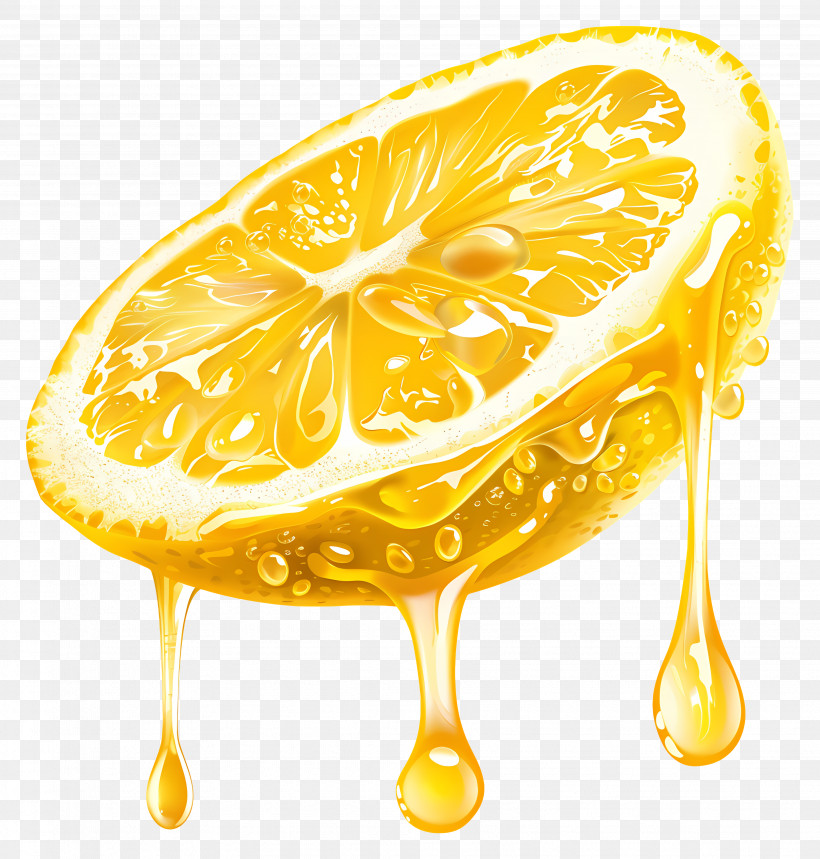 Lemon Slice - Juicy Lemon Slice Illustration Dripping With Freshness, PNG, 3908x4096px, Lemon ...