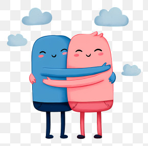 Hugging Together - Cartoon Hugging Family PNG
