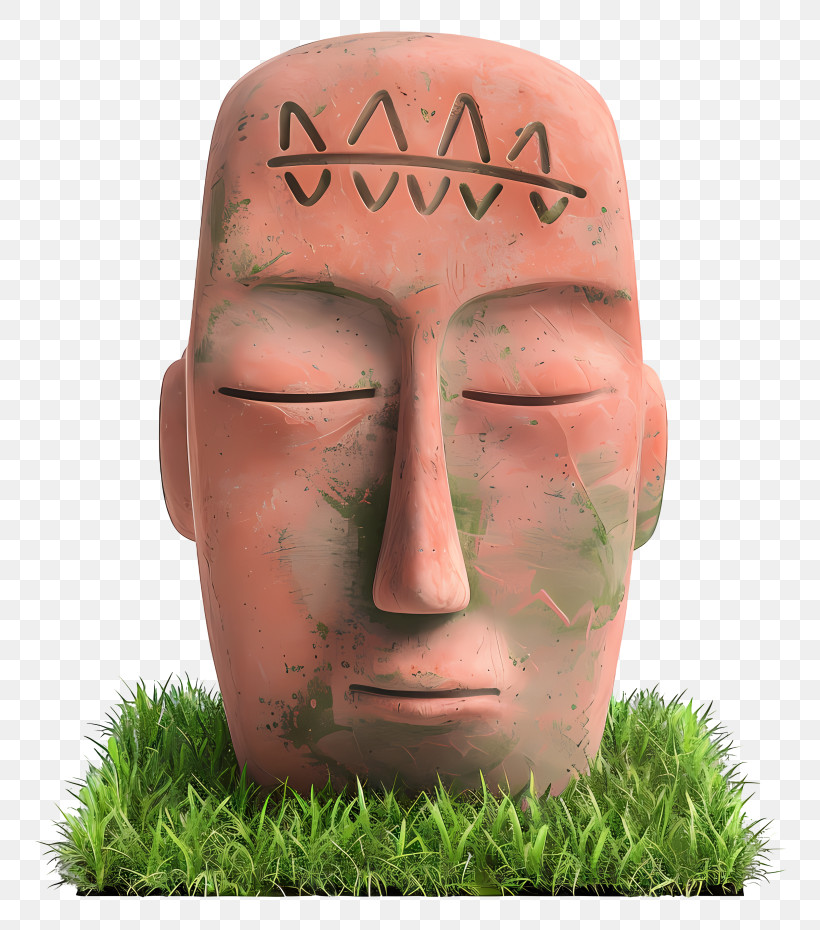 Ancient Symbol - Statue Head On Grass Background, PNG, 3216x3648px ...