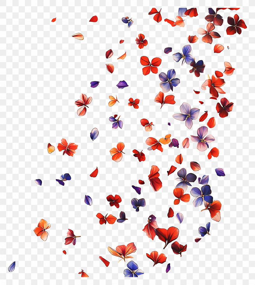 Falling Flowers - Colorful Flower Petals In Abstract Design, PNG ...
