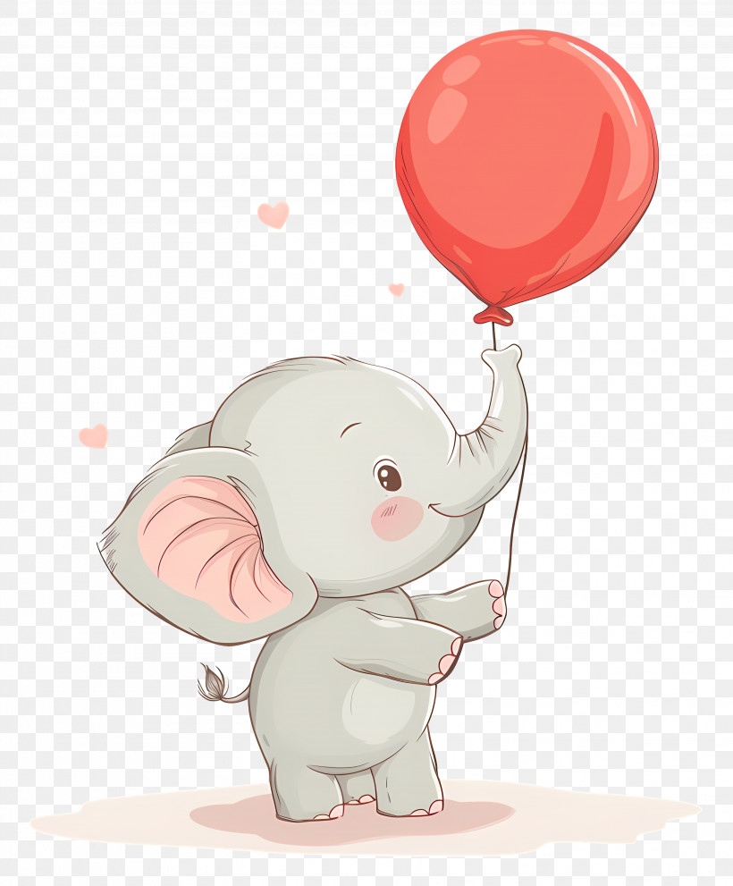 Baby Elephant - Adorable Elephant Holding A Red Balloon, PNG ...