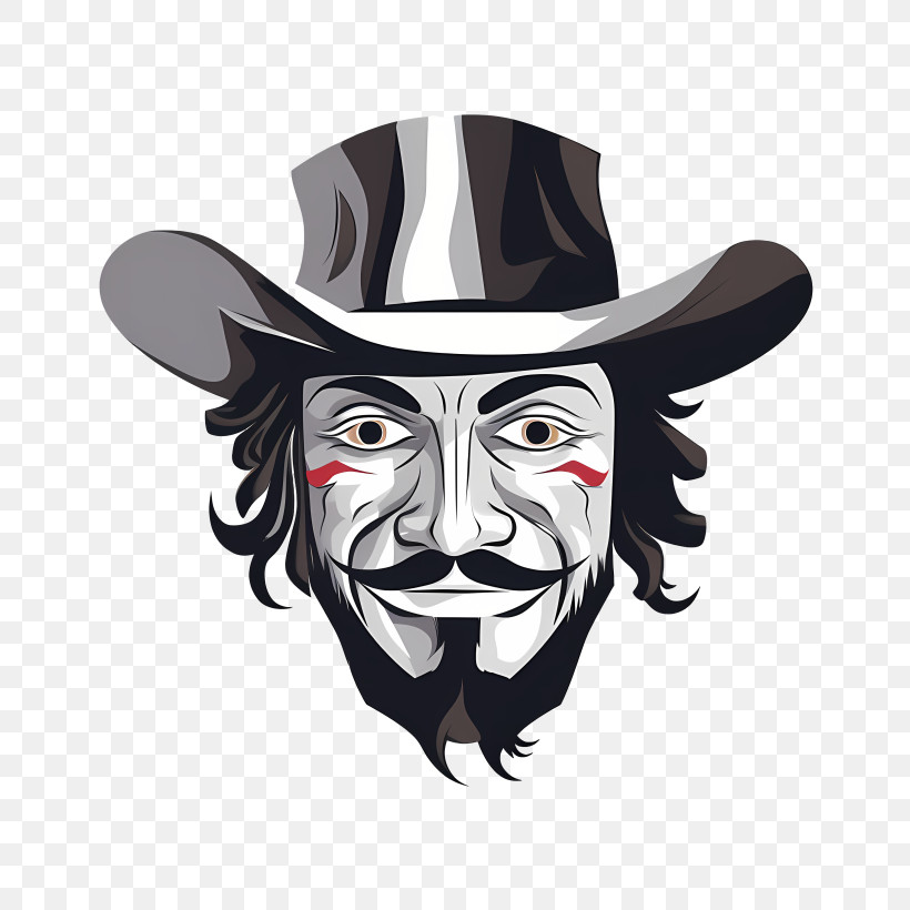 Guy Fawkes - Illustration Of A Masked Face With A Hat, PNG, 3560x3560px ...