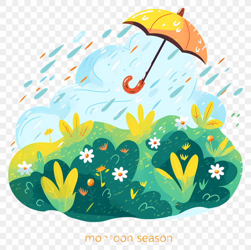 Monsoon Season - Monsoon Season With Rain And Umbrella, PNG ...