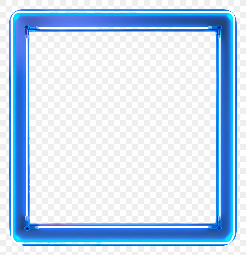 Neon Blue Frame - Neon Blue Picture Frame For Modern Decor, PNG ...