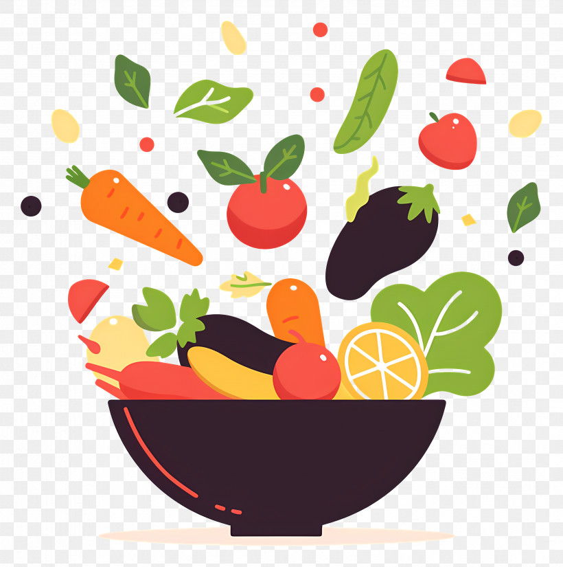 Falling Vegetables - Fresh Vegetable Salad Bowl With Ingredients, PNG ...