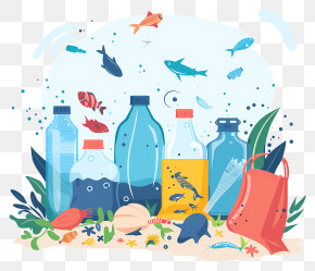 Plastic Pollution - Beach Pollution With Trash PNG