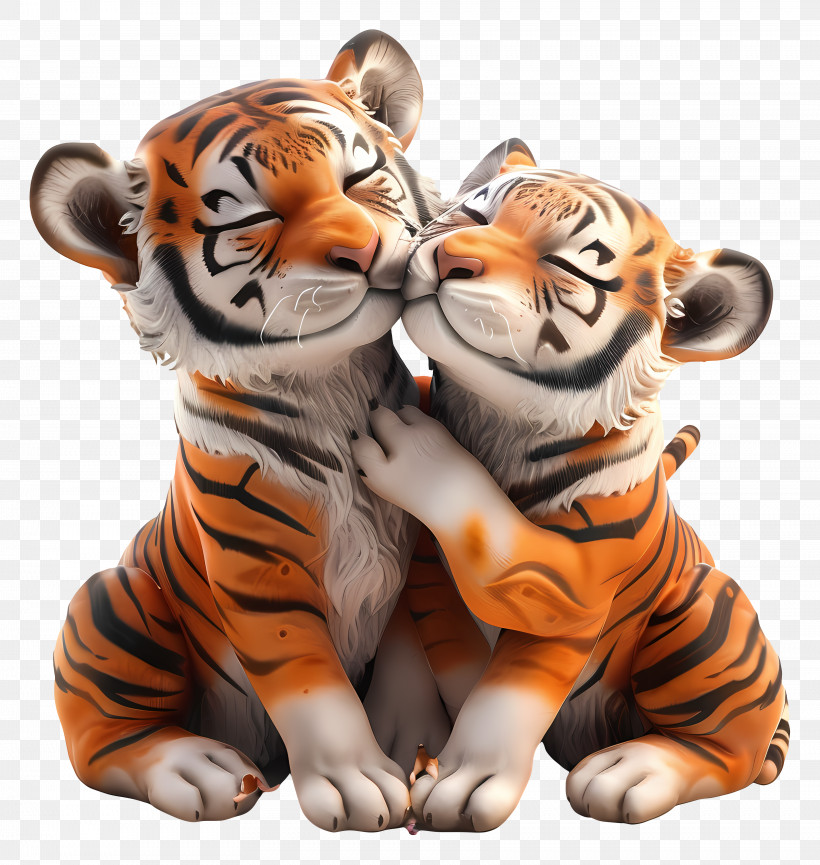 Kissing - Two Cuddling Tiger Cubs, PNG, 3444x3636px, Kissing, Adorable ...