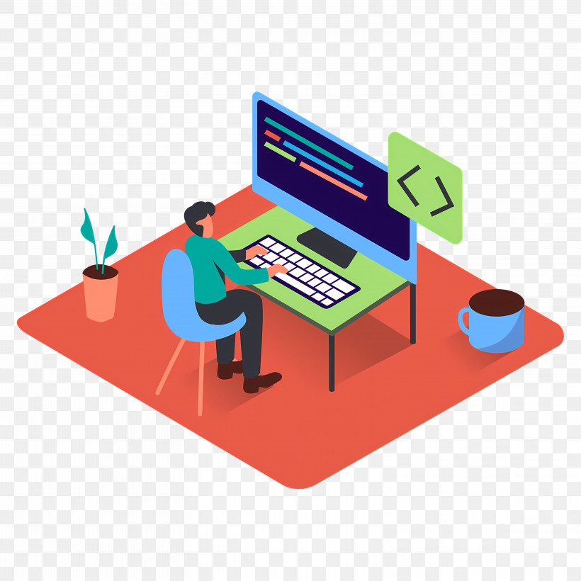 Coding - Person Coding At A Desk, PNG, 6252x6252px, Coding, Computer, Desk, Office, Person ...