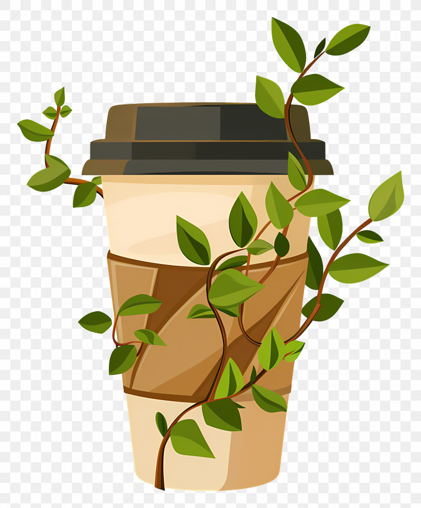 Eco Cup - Nature-Themed Coffee Cup With Vines, PNG, 3064x3696px, Eco ...