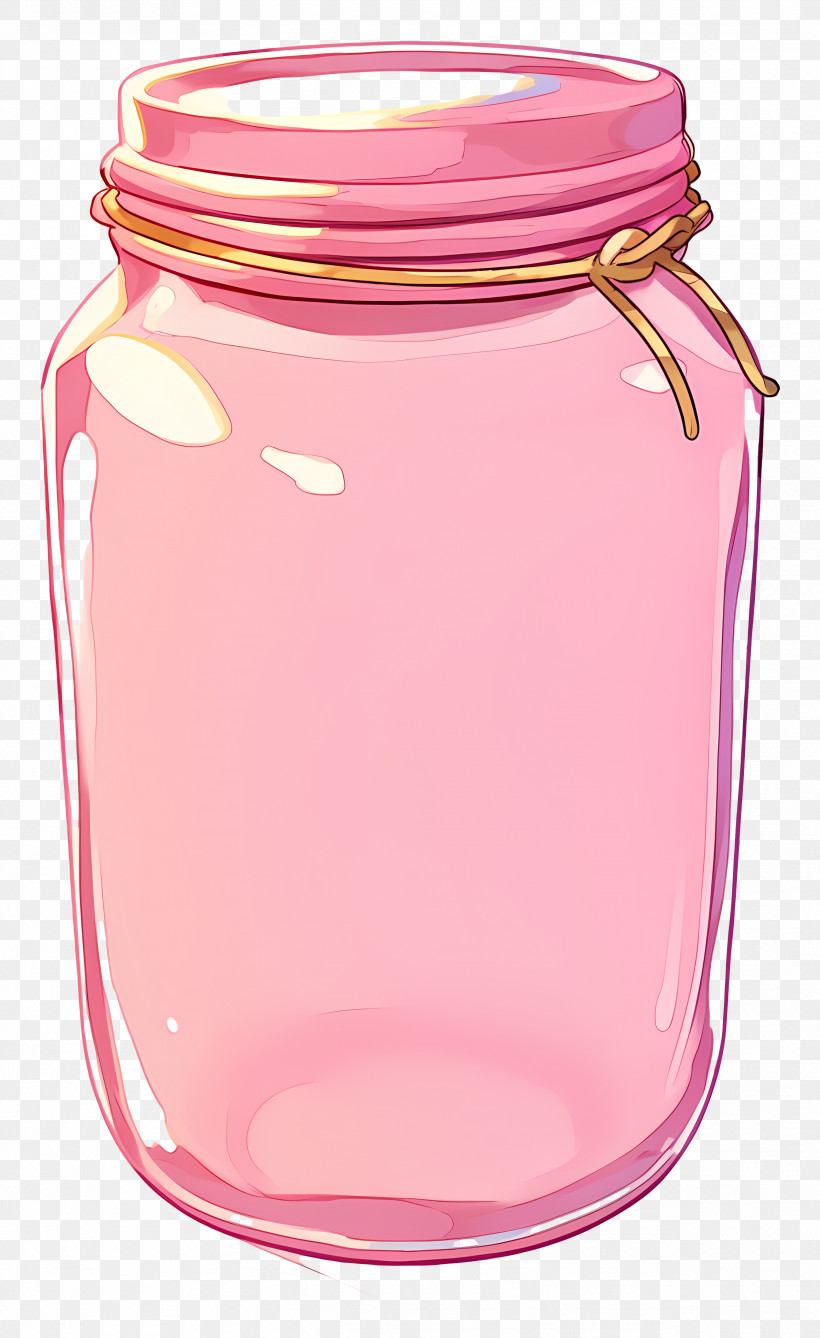 Mason Jar Glass - Pink Glass Mason Jar Illustration, PNG, 2536x4140px ...