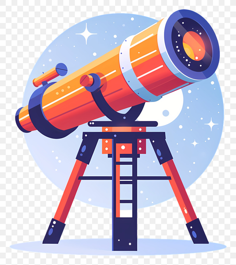 Telescope - Orange Telescope On Tripod For Stargazing, PNG, 3148x3544px ...