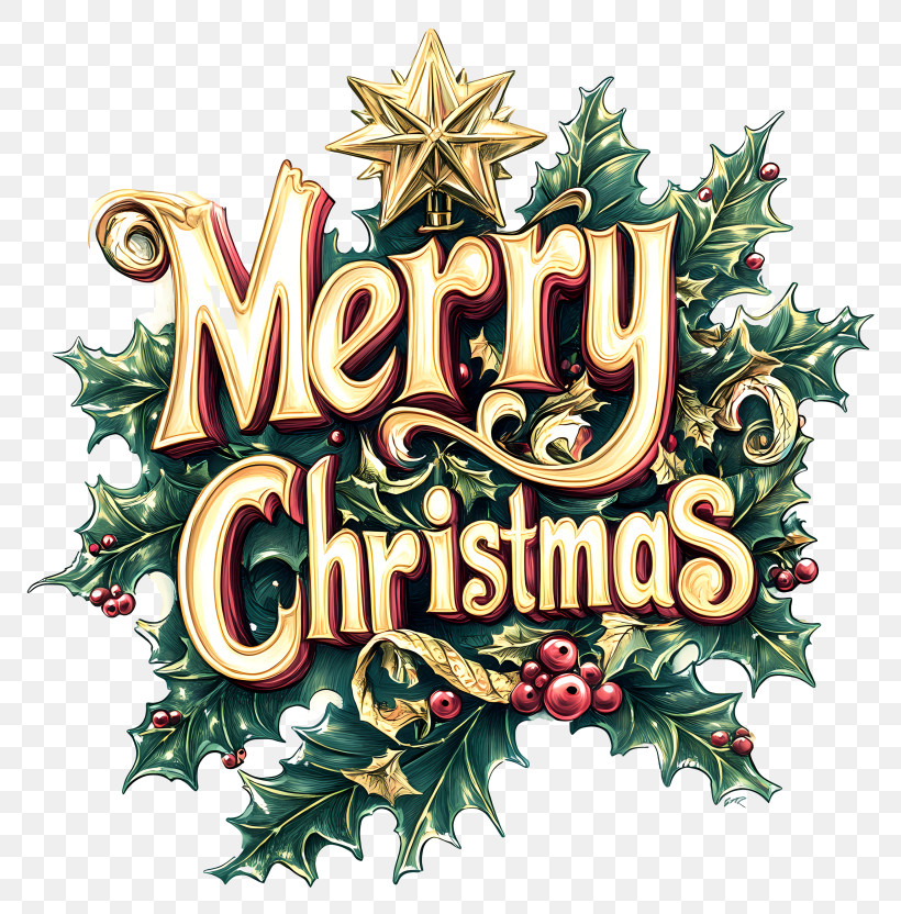Merry Christmas - Merry Christmas Illustration With Holly And ...