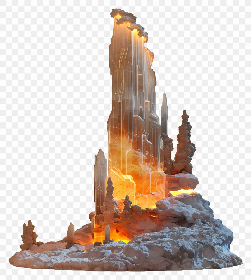 Stalagmite Stalactite - Rock Formation With Glowing Elements, PNG ...