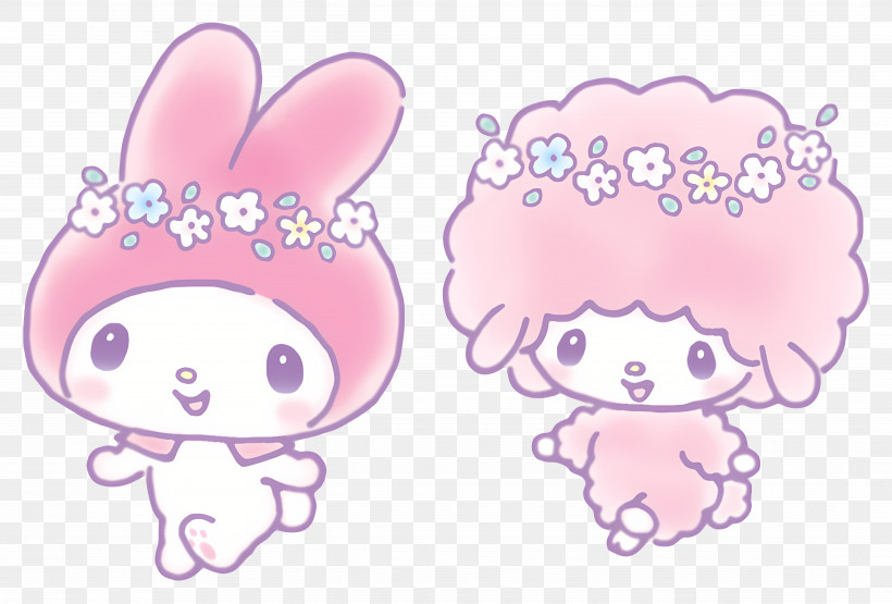 My Melody - Cute Cartoon Characters With Flower Crowns, PNG ...