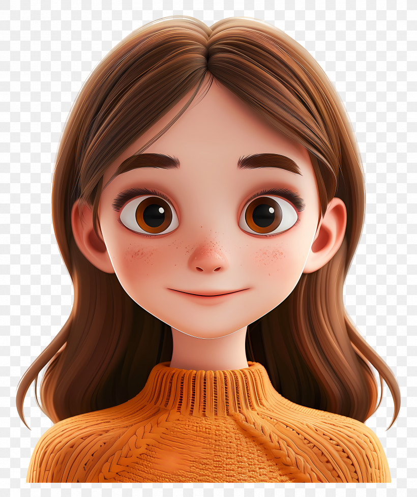 3d Girl Avatar - 3D Animated Girl In Orange Sweater, PNG, 3516x4192px ...