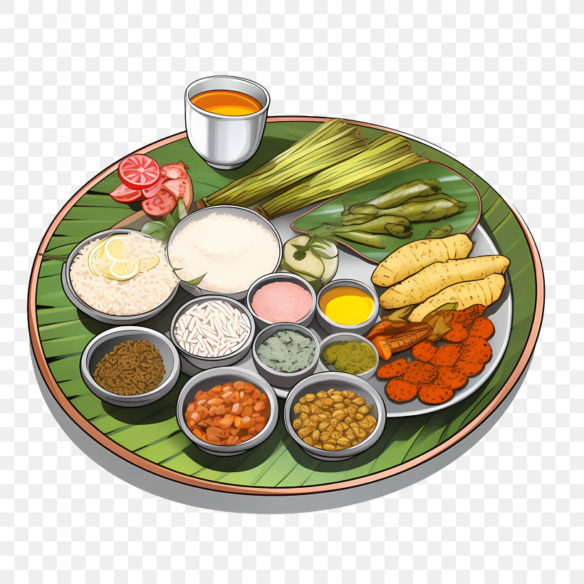 Onam Sadya Food - Traditional Food Platter With Ingredients, PNG ...