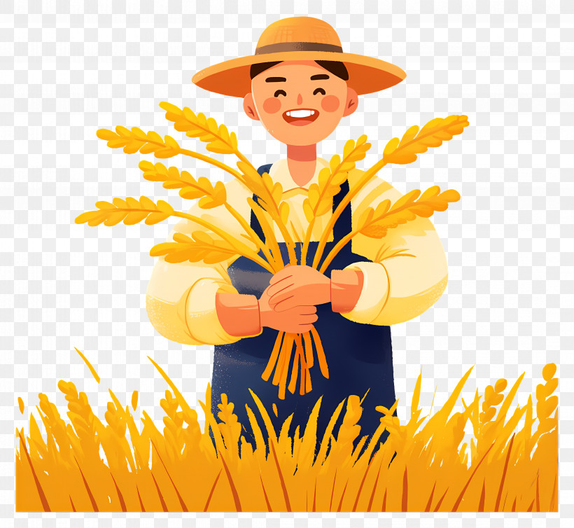 Happy Farmer - Happy Farmer Holding Wheat Stalks, PNG, 4336x3992px ...