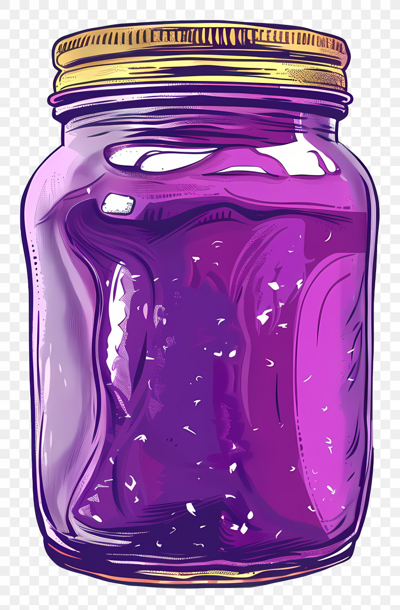 Jam Jar - Illustration Of A Purple Jar Of Jam With Lid, PNG ...