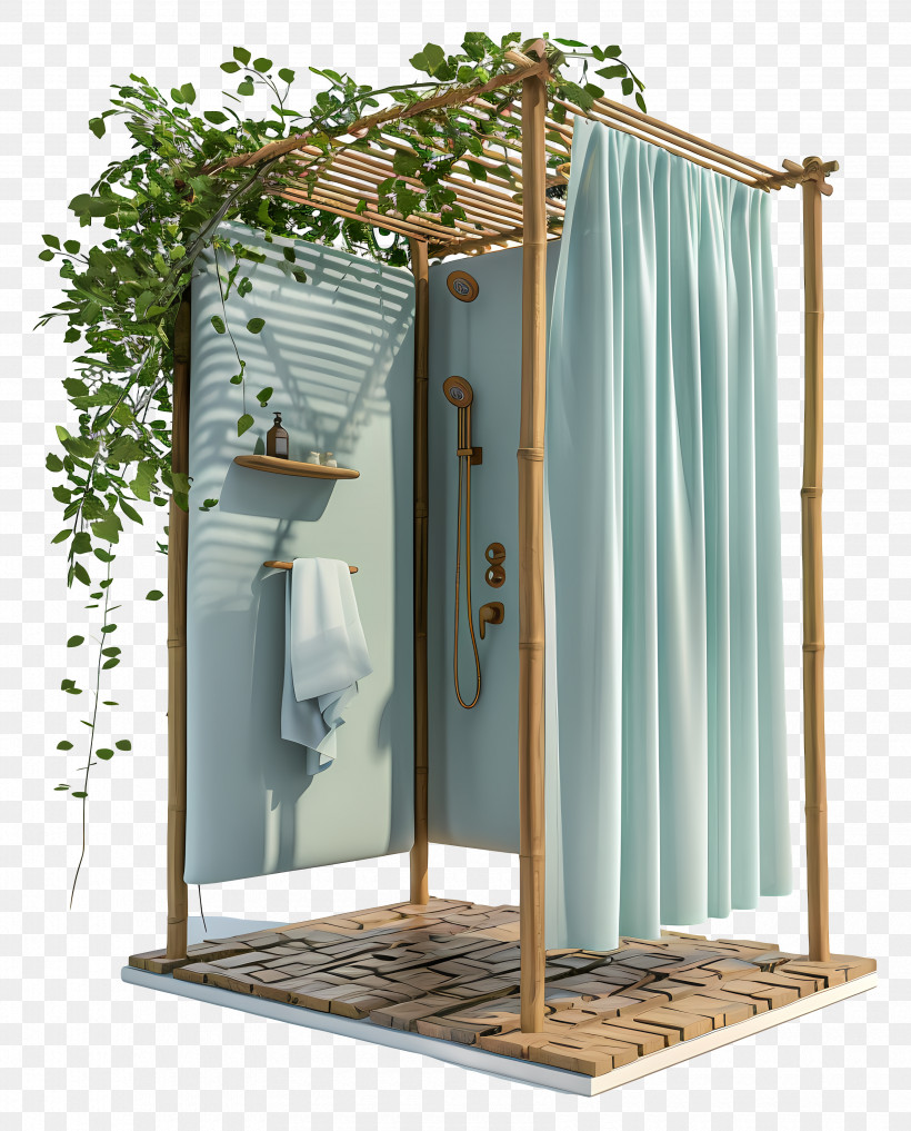 Outdoor Shower - Bamboo Outdoor Shower With Plants, PNG, 3400x4220px ...