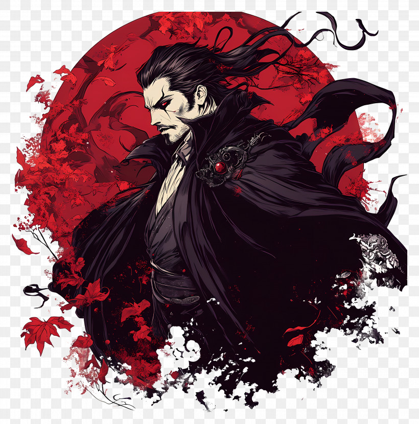 Vampire Dracula - Vampire Character With Red Background, PNG ...
