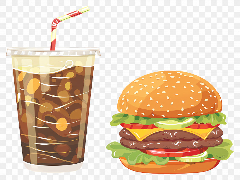 Burger Coca Cola - Burger And Soft Drink Combo, PNG, 4768x3592px ...