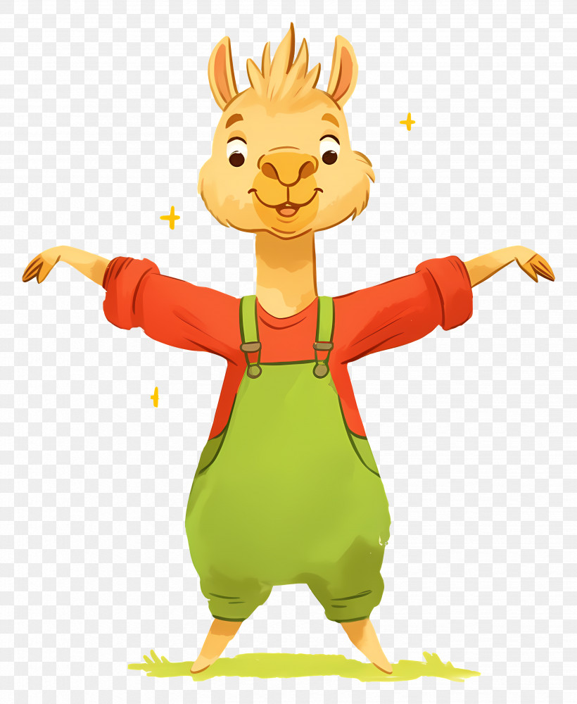 Cute Llama - Cartoon Llama In Green Overalls Illustration, PNG ...