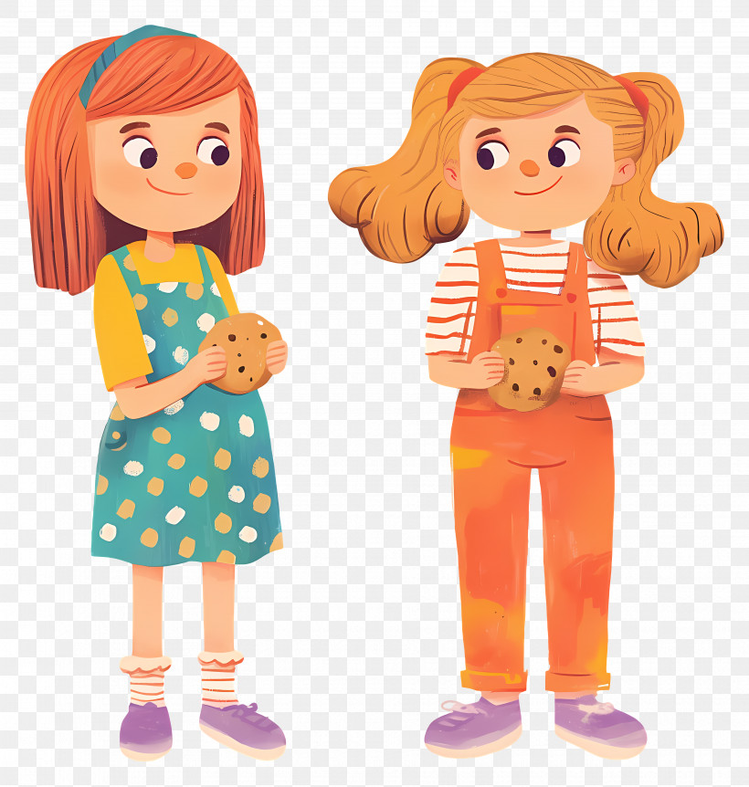 Girls Holding Cookies - Cartoon Girls Holding Cookies, PNG, 3728x3920px ...