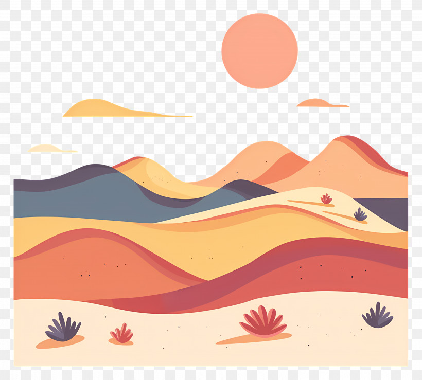 Desert Landscape - Colorful Desert Landscape With Sunset, PNG ...