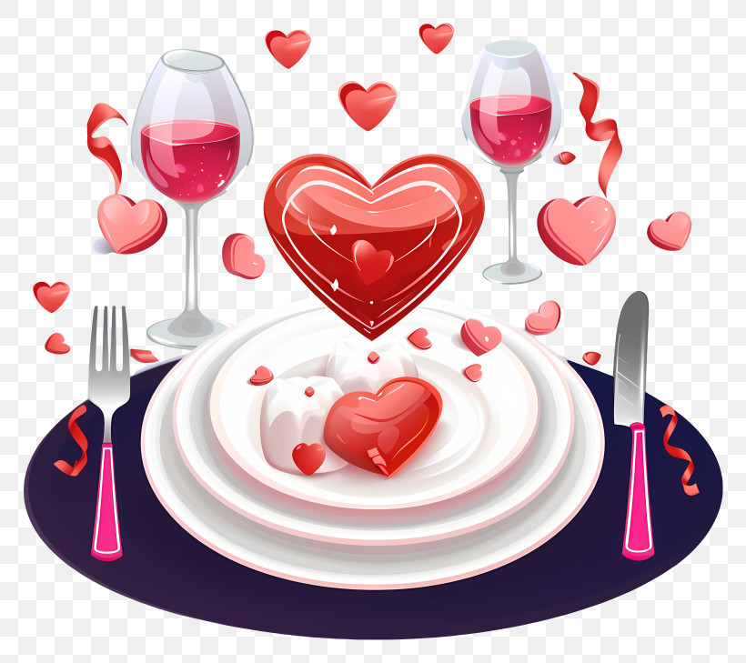Romantic Dinner Set Icon - Heart-Themed Romantic Dinner Setup, PNG ...
