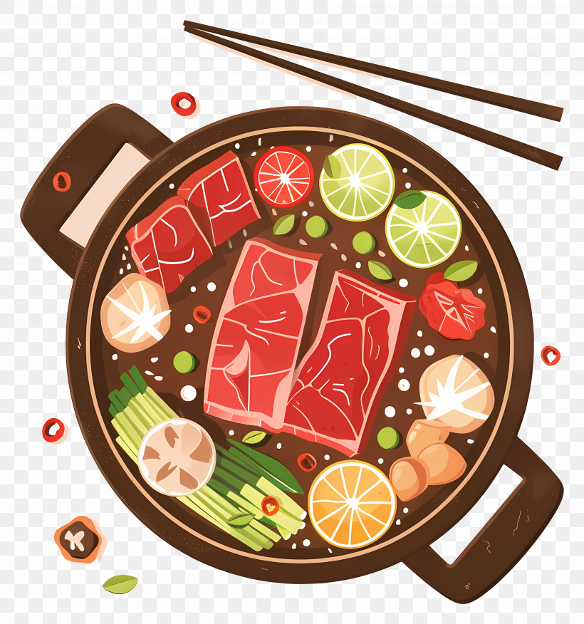 Cartoon Hot Pot - Hot Pot With Meat And Vegetables, PNG, 3580x3828px ...
