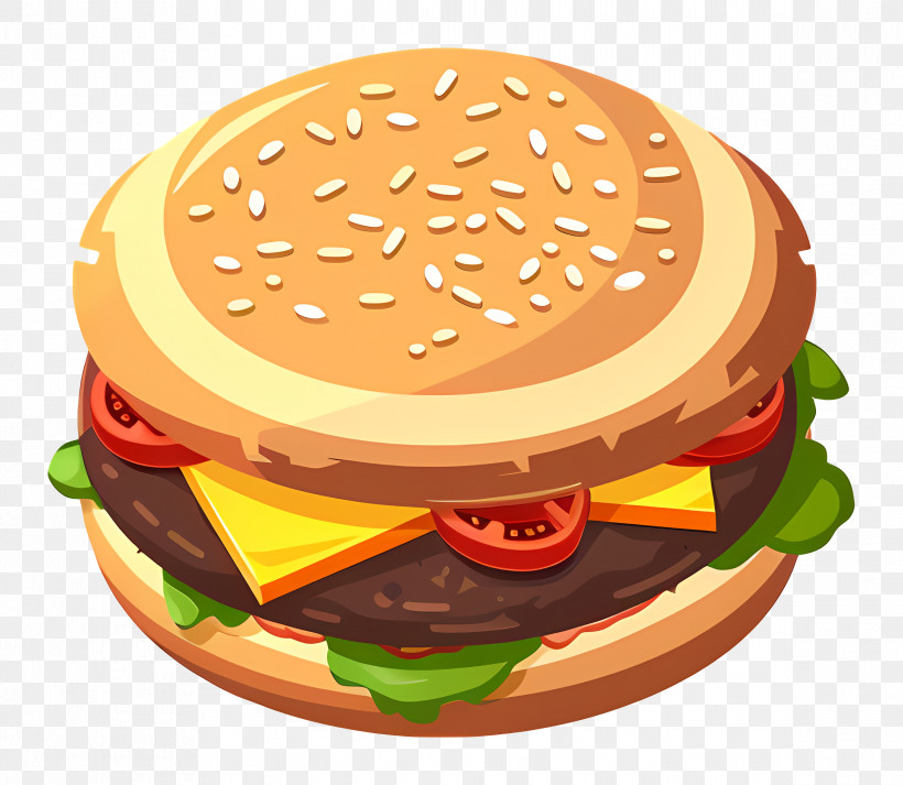 Beef Burger - Classic Cheeseburger Illustrated In Cartoon Style, PNG ...