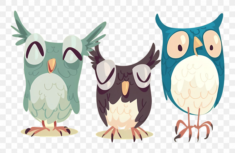 Cute Owls - Colorful Cartoon Owls Illustration, PNG, 2748x1796px, Cute ...