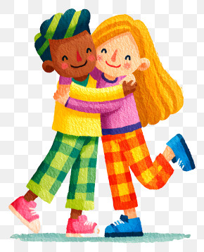 Brotherâ€™s Day - Cartoon Kids Hugging PNG