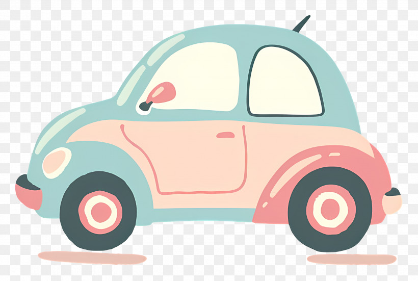 Cartoon Car - Cute Pastel Cartoon Car With Retro Style, PNG ...