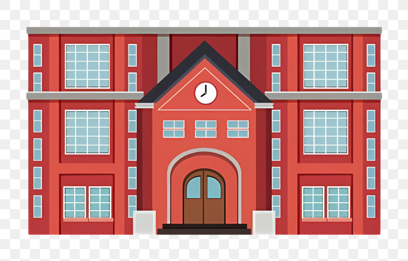 Cartoon School - Illustration Of Red Brick School Building, PNG ...