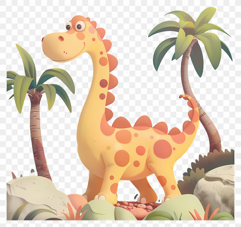 Cartoon Dinosaur - Cartoon Dinosaur In Lush Jungle Environment, PNG ...