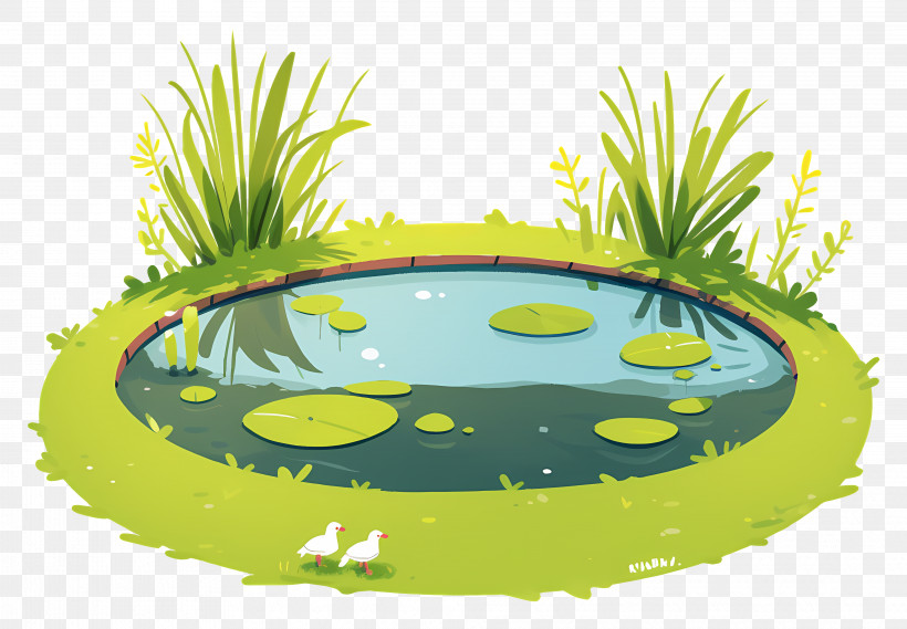 Cartoon Pond - Tranquil Pond With Lily Pads, PNG, 4052x2816px, Cartoon ...