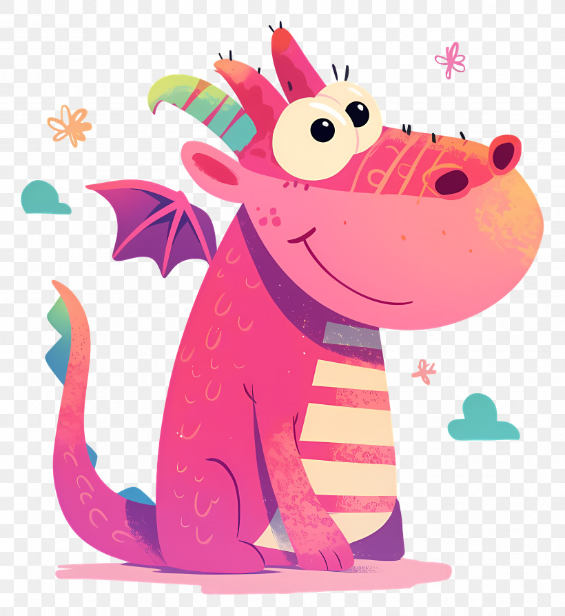 Cute Pink Dragon - Cute Smiling Dragon, PNG, 3312x3608px, Cute Pink ...