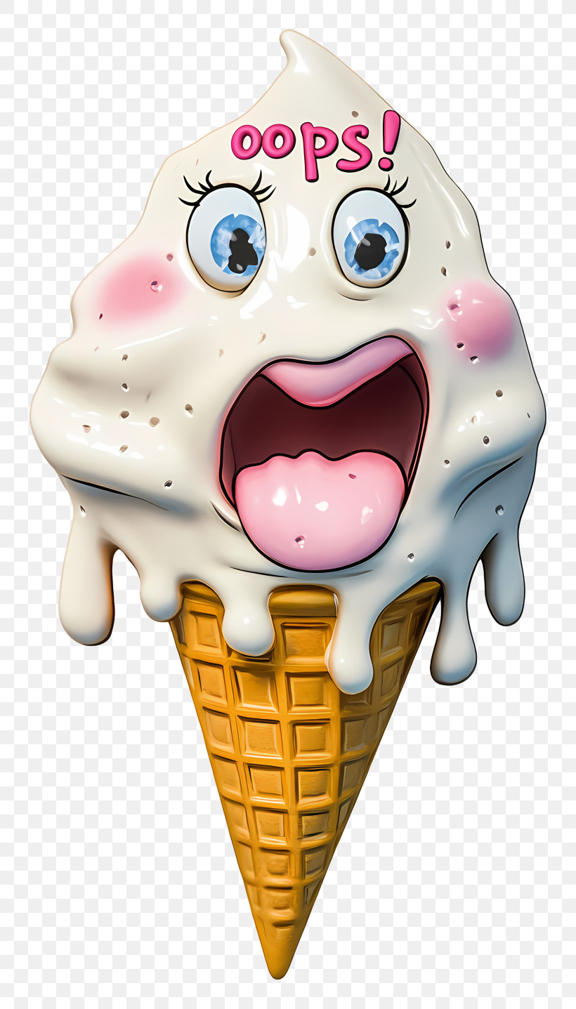 Oops Ice Cream - Melting Ice Cream Face With Oops, PNG, 2424x4248px ...